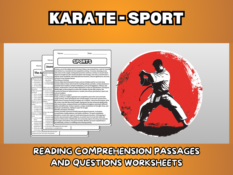 Karate - Sport Reading Comprehension Passages and Questions Worksheets ...