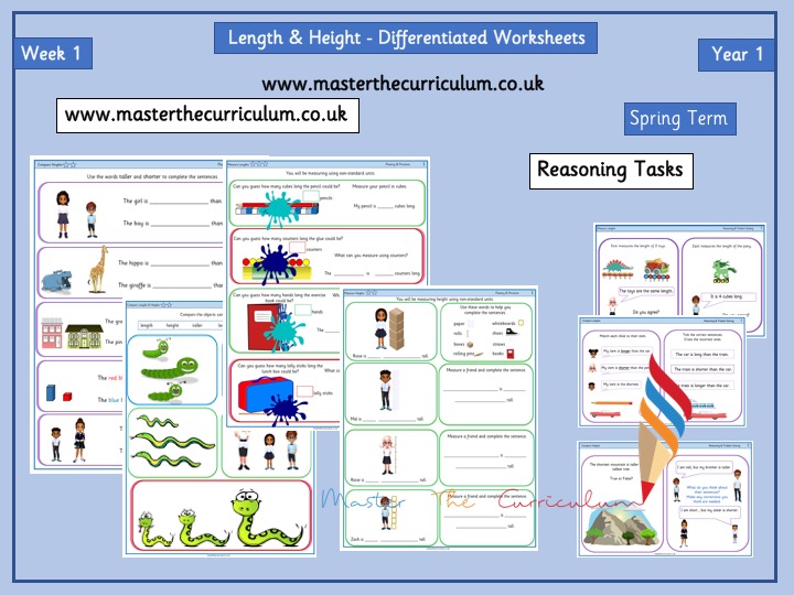 Year 1 – Spring – Week 1 – Length & Height Differentiated Sheets ...