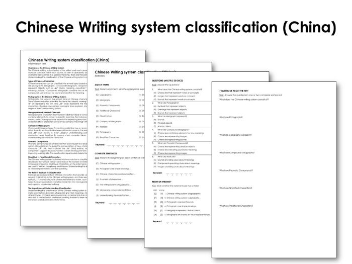 Chinese Writing system classification (China) | Teaching Resources
