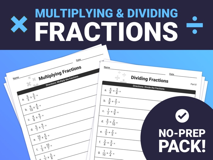 Multiplying & Dividing Fractions Worksheets | Year 5 & Year 6 Fractions ...