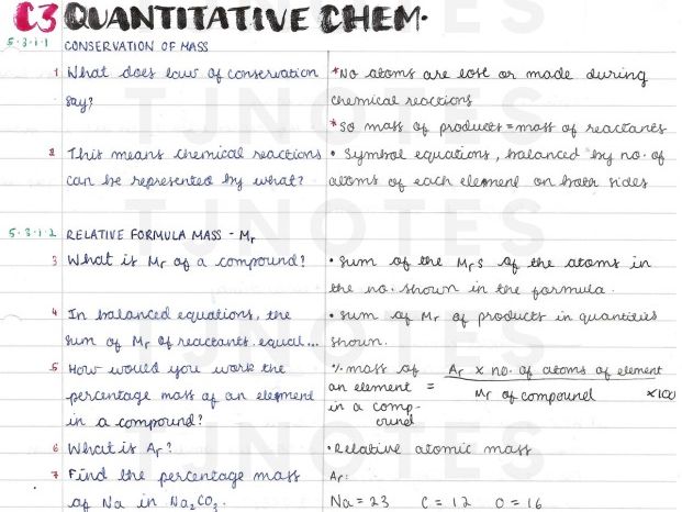 Grade 9 Quantitative Chemistry Paper 1 Combined Science Higher AQA ...