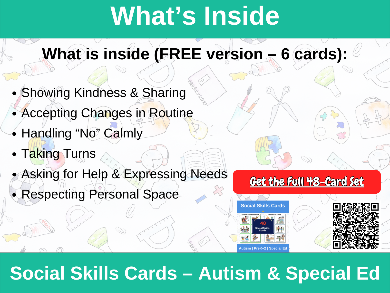 FREE Sample | Social Skills Cards for Kids with Autism | Teaching Resources