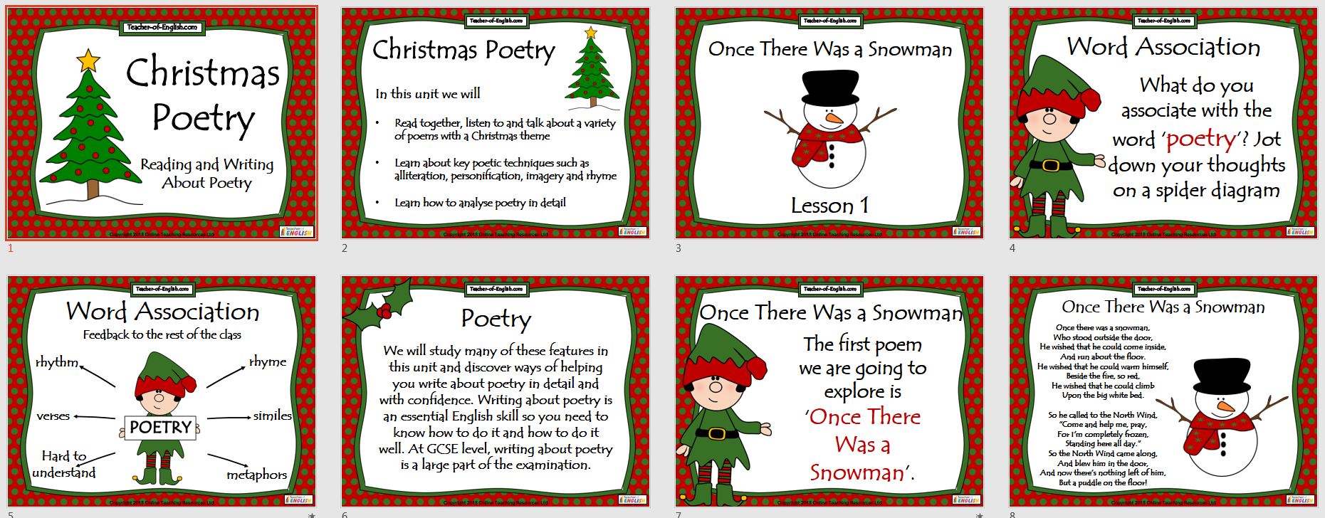Christmas Poetry Unit - Year 6/7 | Teaching Resources