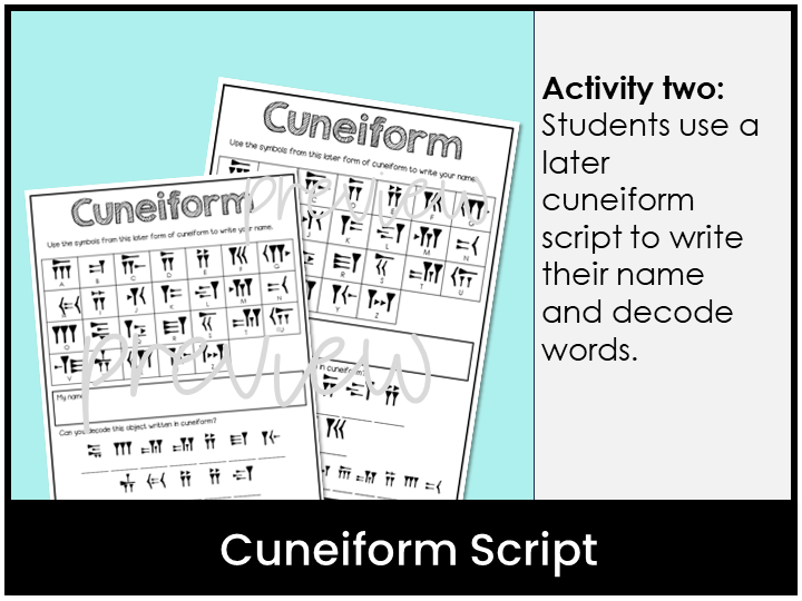 Ancient Mesopotamia Cuneiform Writing Script Activity | Teaching Resources
