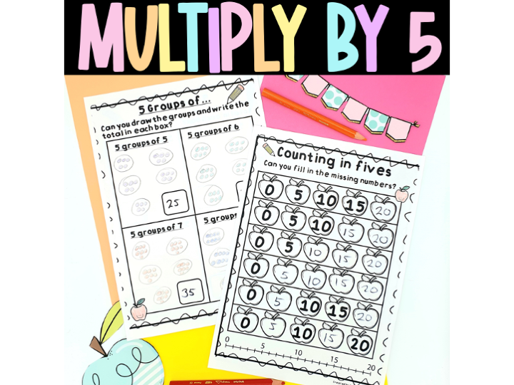Multiplication Multiply By 5 Arrays Equal Groups Word Problems 