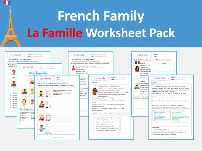 French family - La famille - Worksheet Pack | Teaching Resources