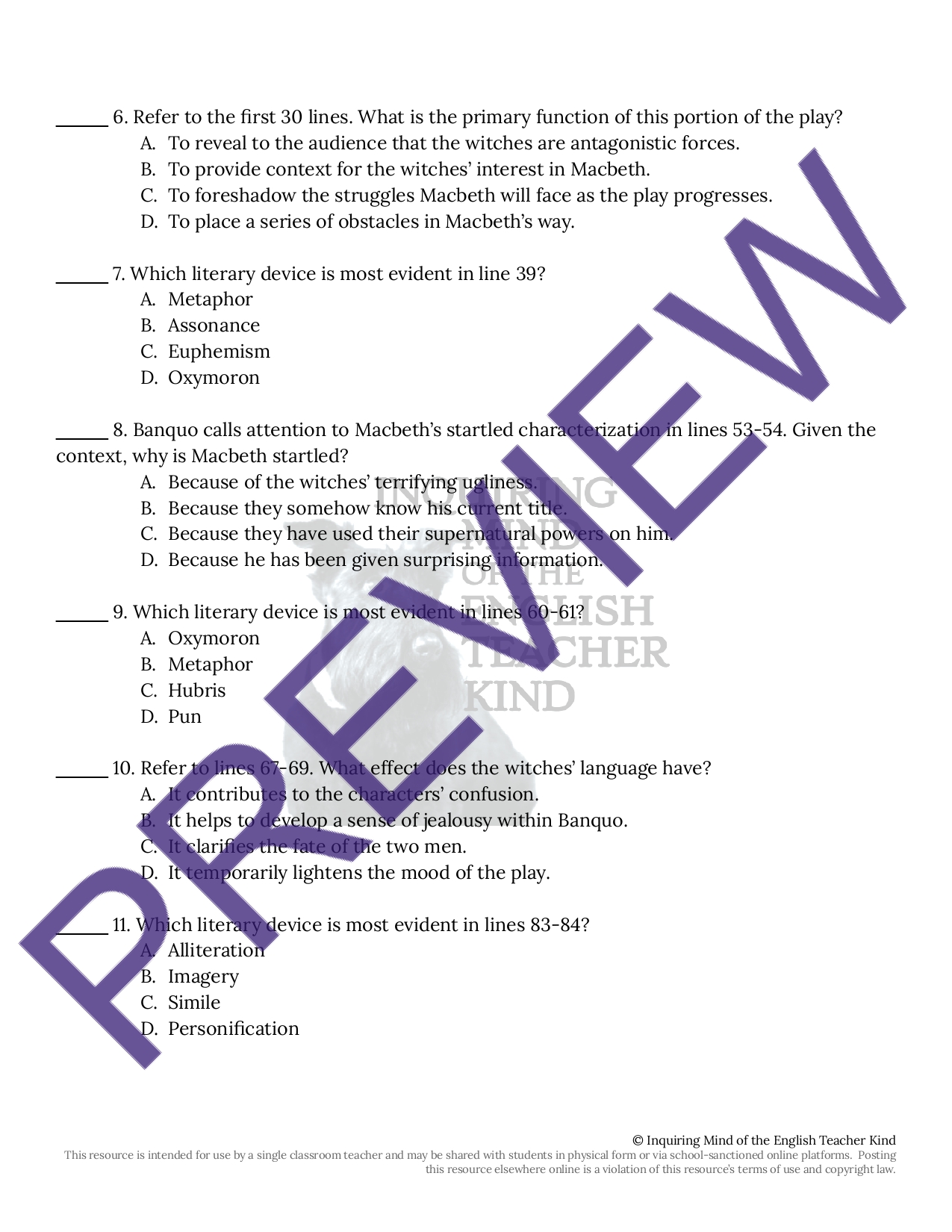 Macbeth Act 1 Scene 3 Close Reading Worksheet | Teaching Resources