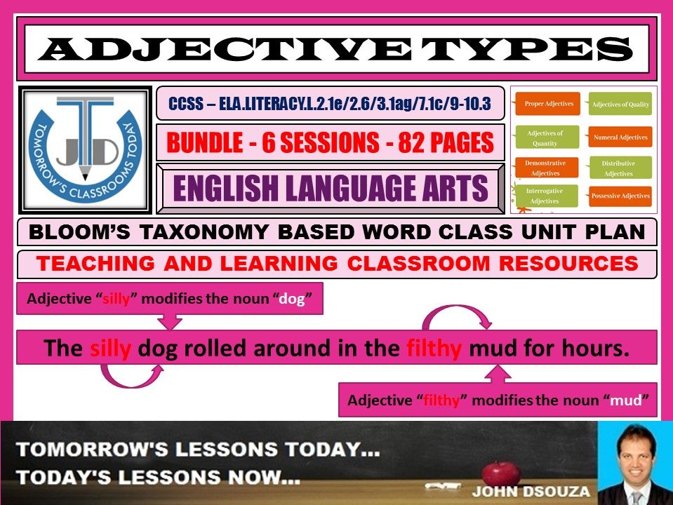 ADJECTIVE TYPES: BLOOM'S TAXONOMY BASED RESOURCES - BUNDLE | Teaching ...