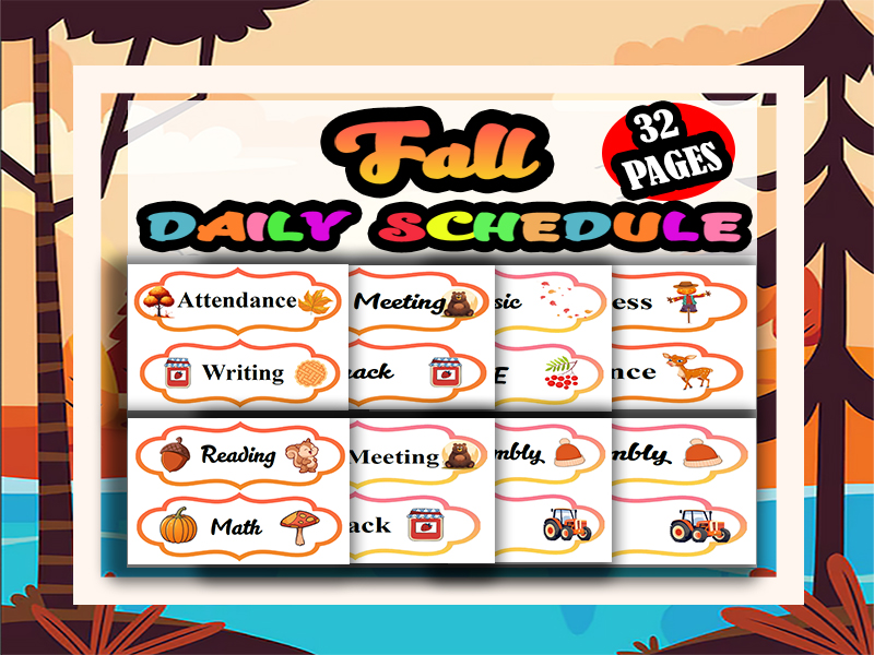 Autumn / AutumnThemed Daily Schedule Cards Decor for EYFS / Nursery ...