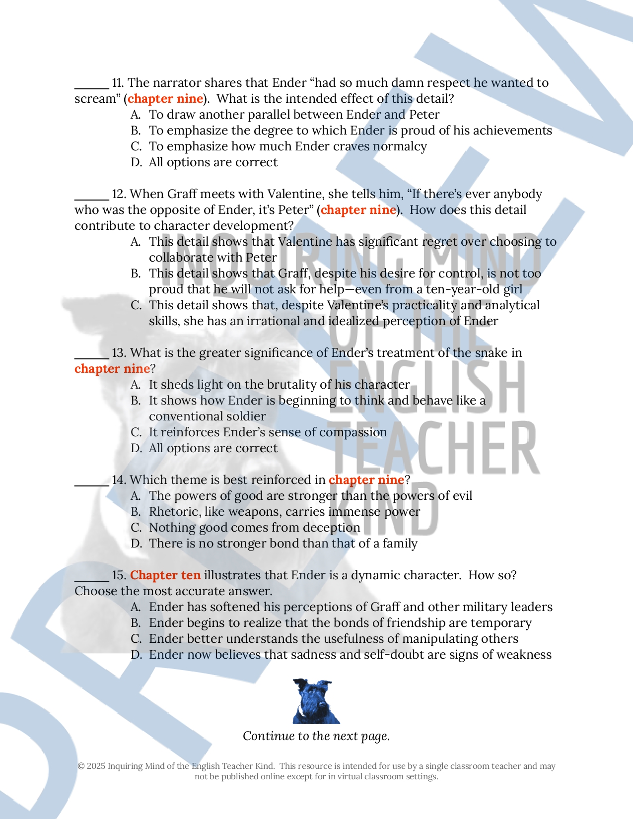 Ender's Game Chapters 9 and 10 Close Reading Analysis Worksheet ...