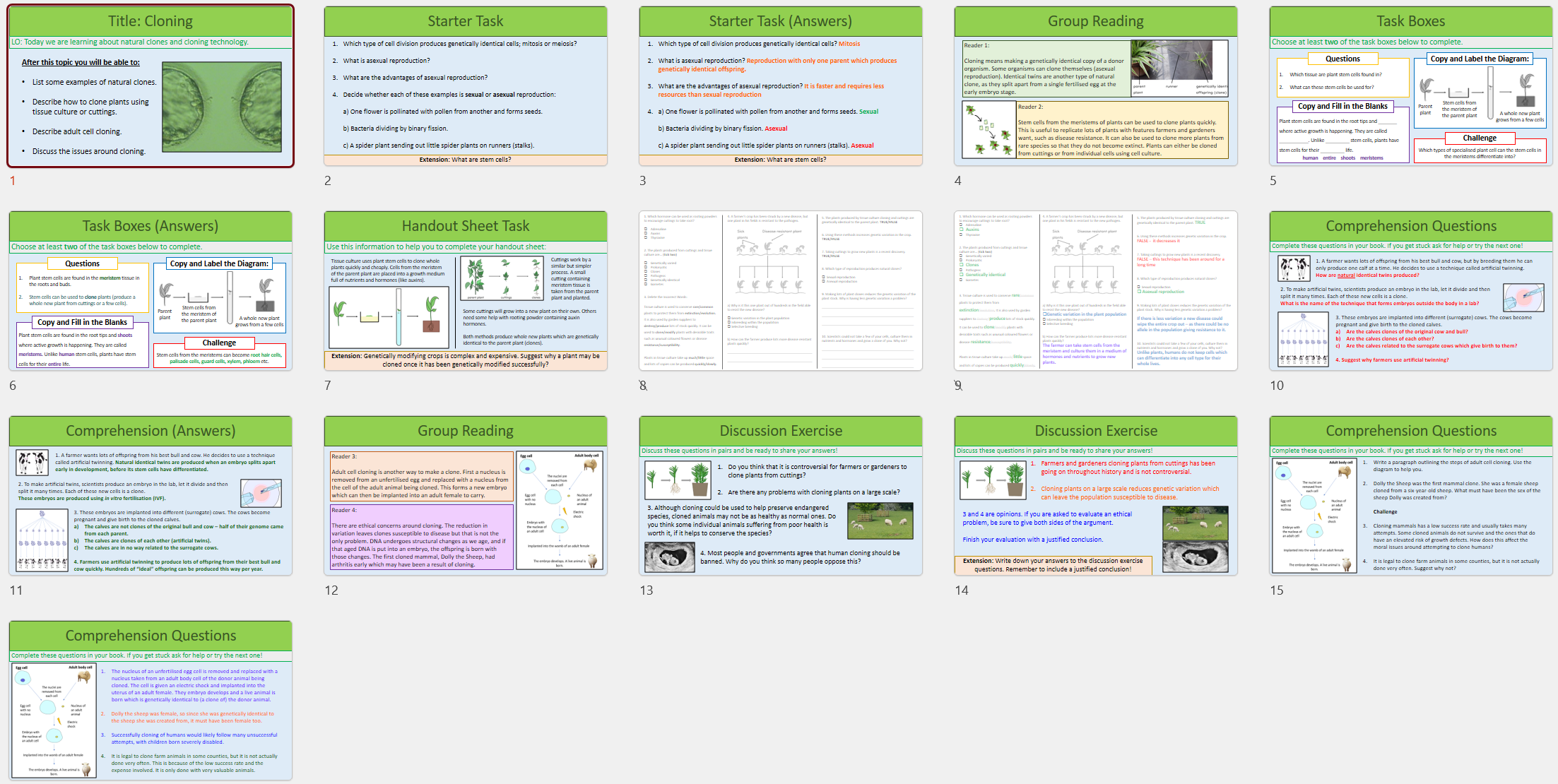 Cloning Lesson Gcse Biology Teaching Resources