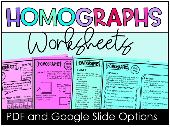 Fun Homographs Worksheets Homonyms and Heteronyms | Teaching Resources