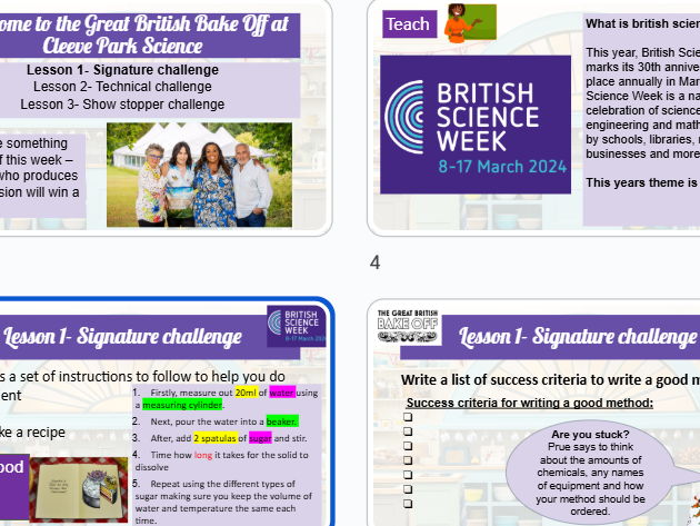 Year 10 British Science week mini project (3 lessons -'bake off' style ...