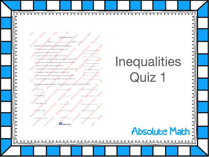 Inequalities Quiz 1 | Teaching Resources