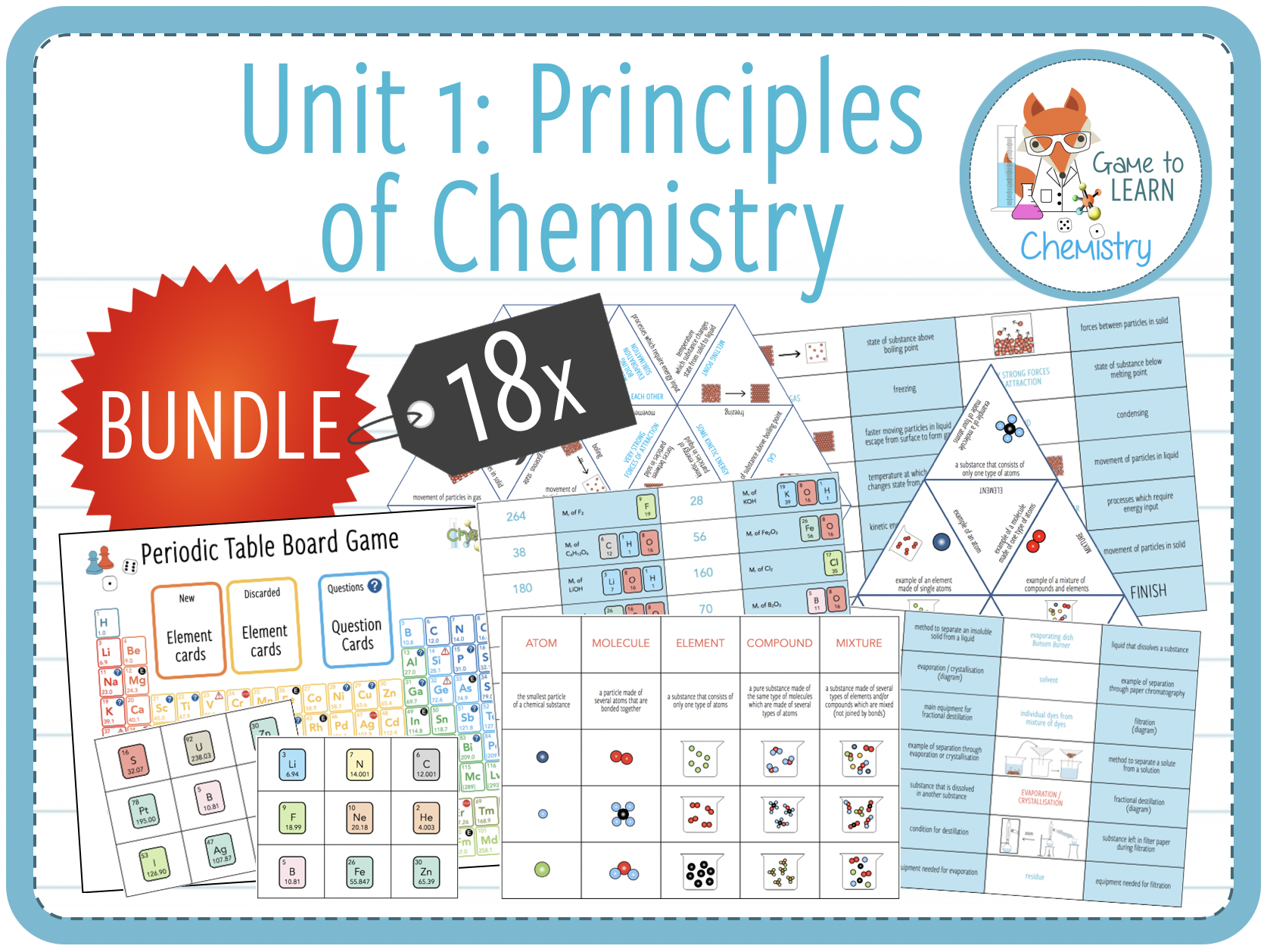 IGCSE Chemistry (9-1) Unit 1: Principles of Chemistry - 18x Games and ...