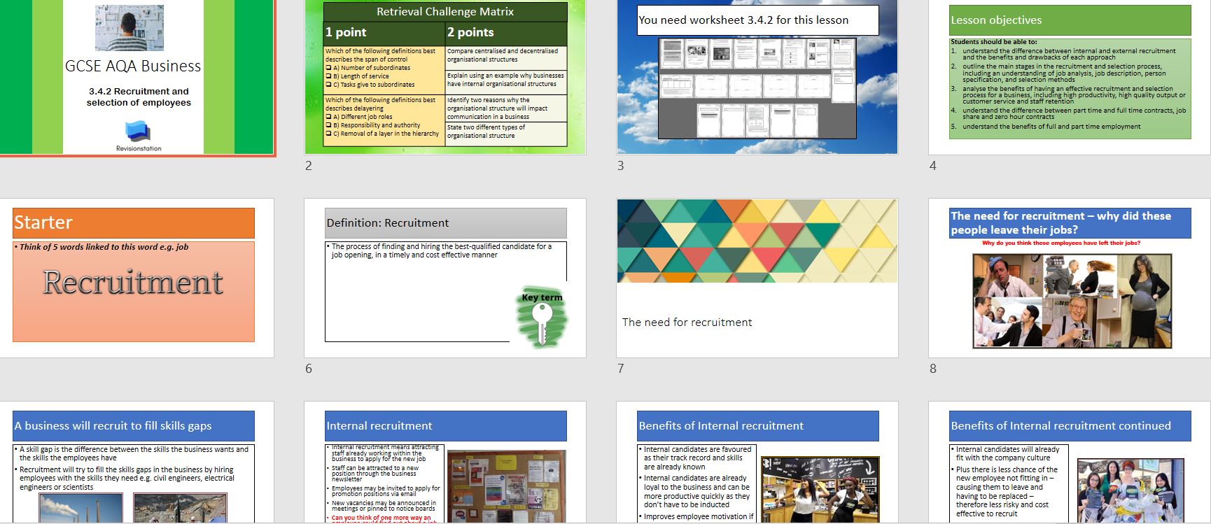 AQA GCSE Business 3.4.2 Recruitment and selection | Teaching Resources