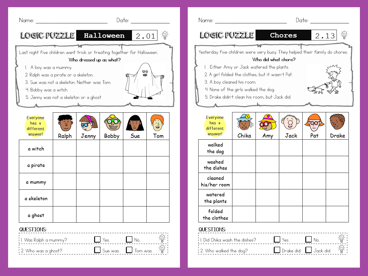 Logic Puzzles for Young Learners of English: LEVEL 2 | Teaching Resources