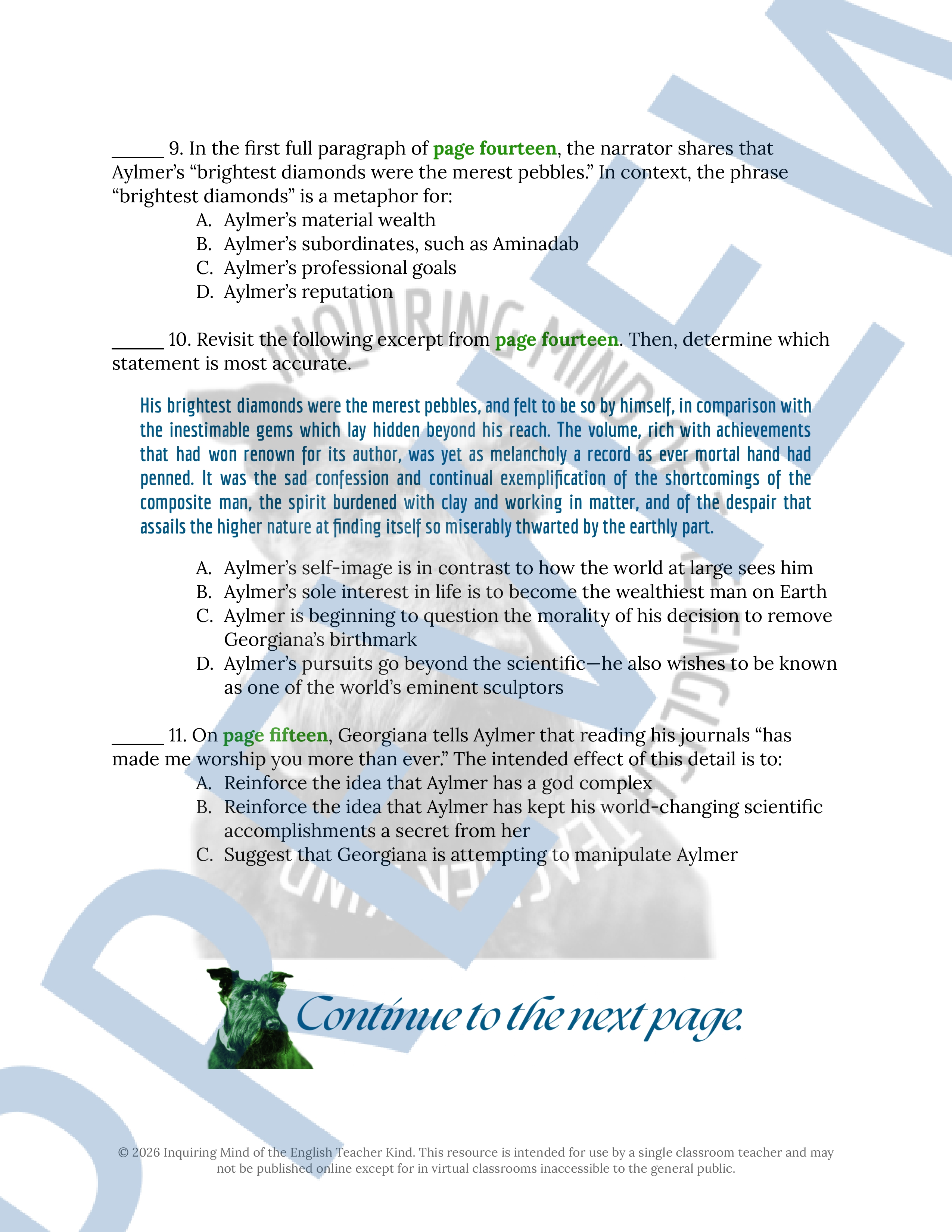 "The Birthmark" by Nathaniel Hawthorne Close Reading Analysis Worksheet ...