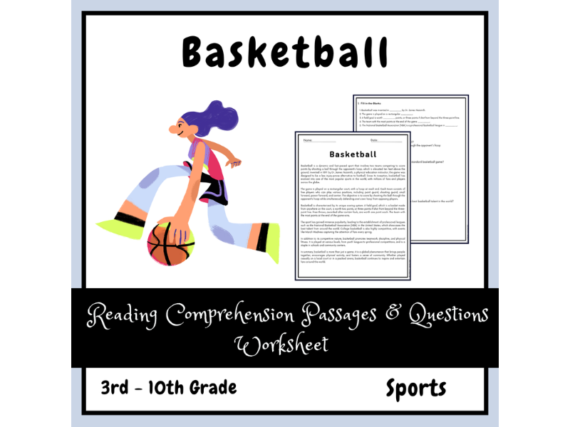 Basketball Reading Comprehension Passages & Questions Worksheets ...