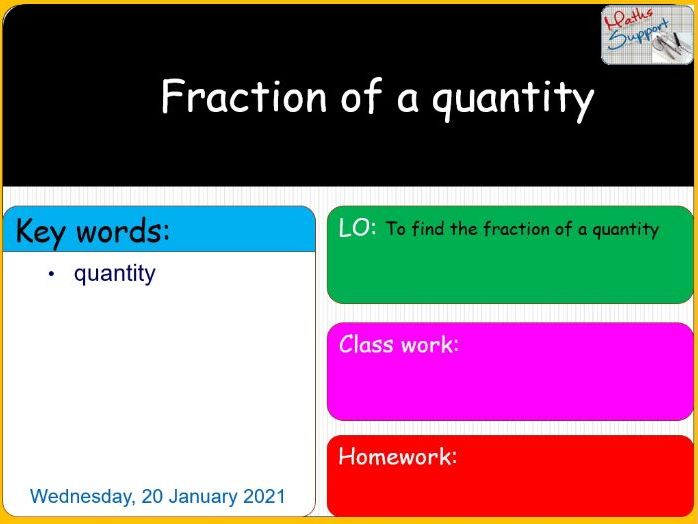 Fraction Of A Quantity Teaching Resources