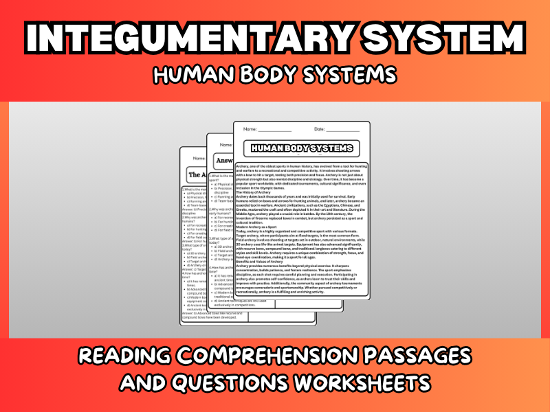 Integumentary System Reading Comprehension Passages and Questions ...