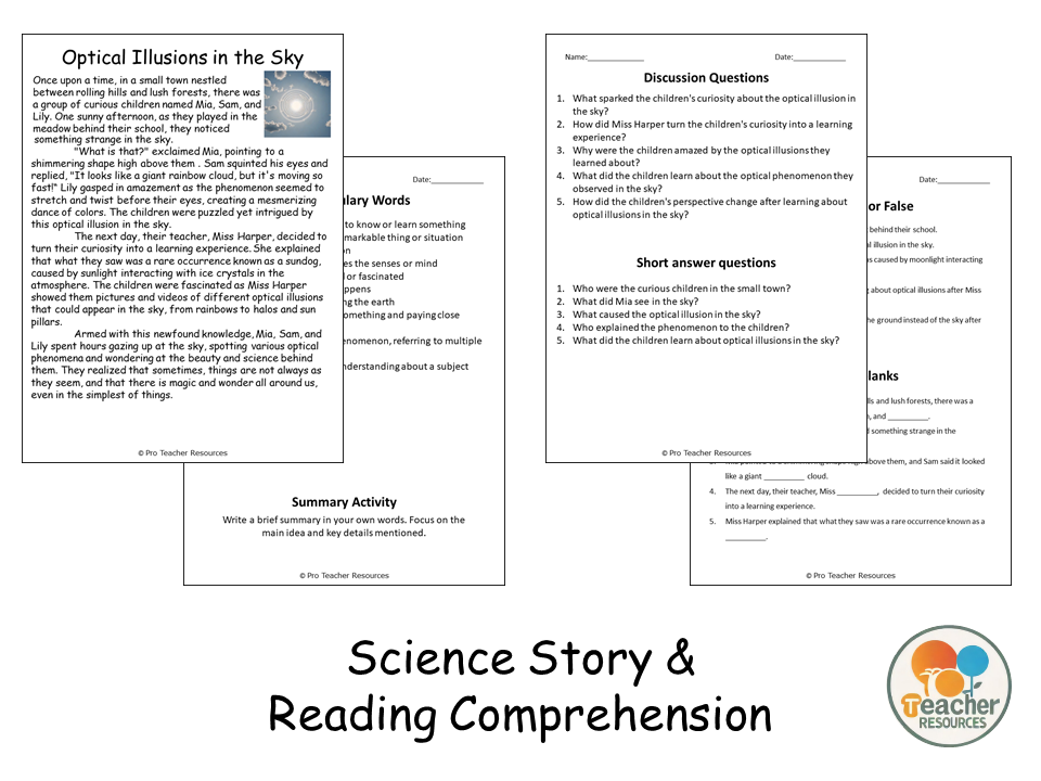 Optical Illusions in the Sky Reading Science Story Comprehension ...