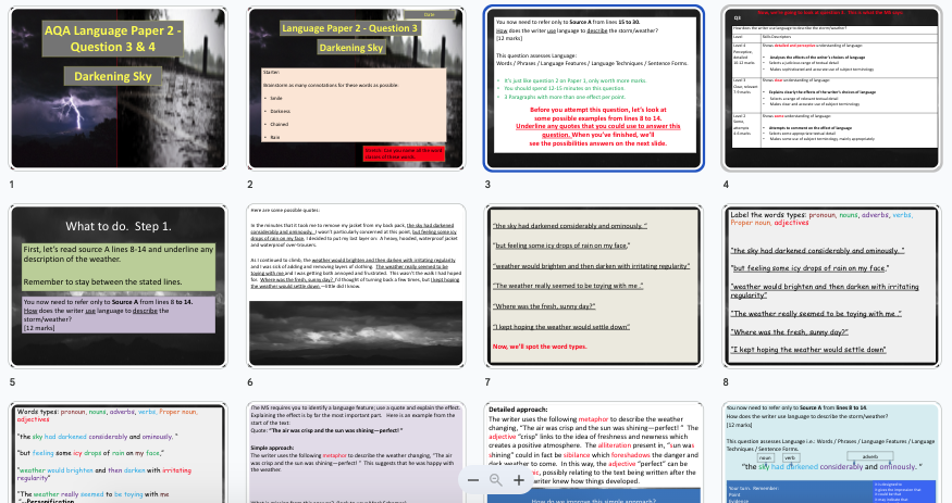AQA GCSE Language Paper 2 - Questions 3 & 4 - Darkening Sky (2x lessons ...