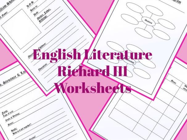 English Literature Richard III Worksheets | Teaching Resources