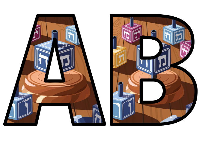 Dreidel Judaism Jewish Game Lettering Set Display Title Letters Numbers ...