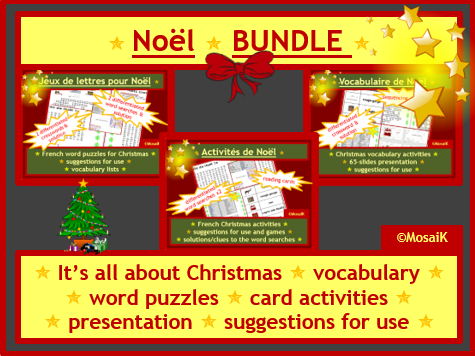 Christmas French vocabulary games puzzles | Teaching Resources