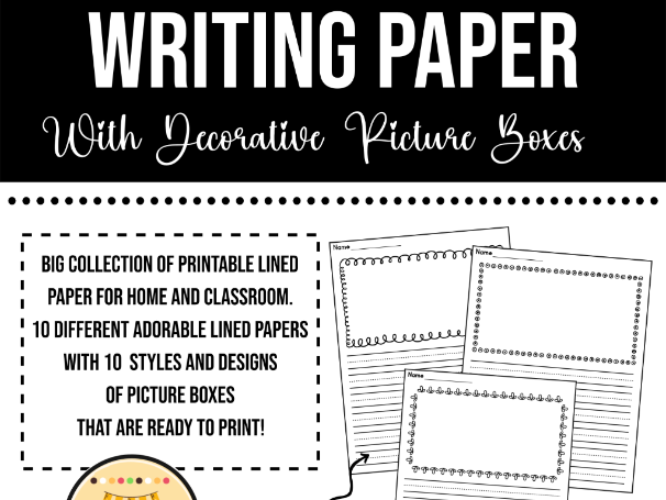 Primary Lined Writing Paper with Decorative Picture Boxes - 10 Creative ...