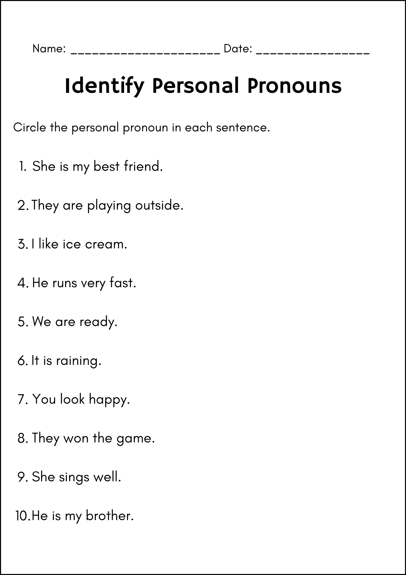 Personal Pronouns, Possessive Pronouns, Indefinite Pronouns Grammar ...