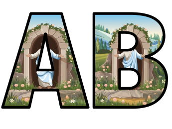 Jesus Easter Tomb Resurrection Born Again Lettering Set Display Title ...