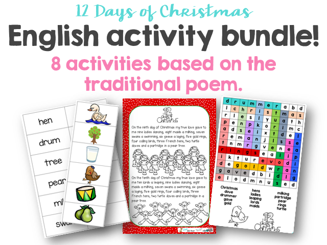Twelve Days Of Christmas English Activities Bundle Teaching Resources