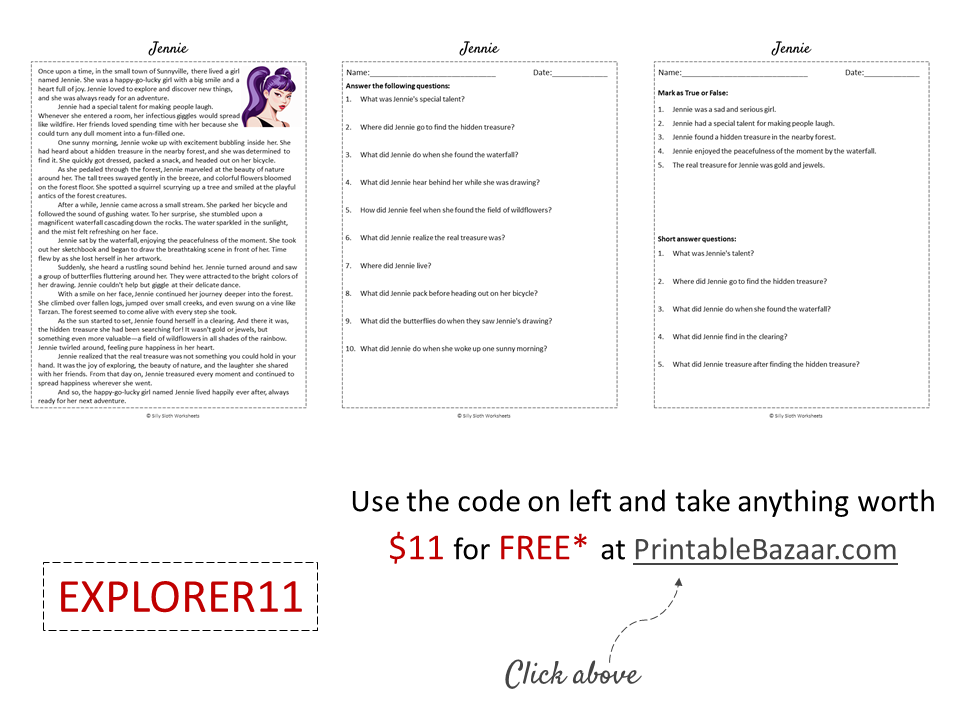 Jennie Biography Reading Comprehension Passage Printable Worksheet PDF ...