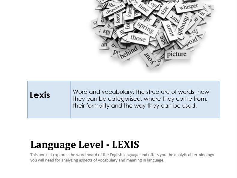 OCR A Level English Language Year 1: Course Booklet 2 - Lexis ...