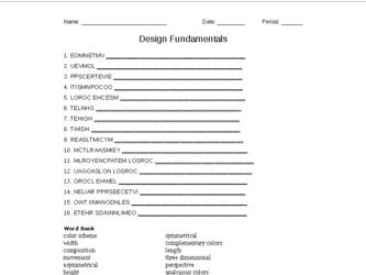 Design Fundamentals Word Scramble | Teaching Resources