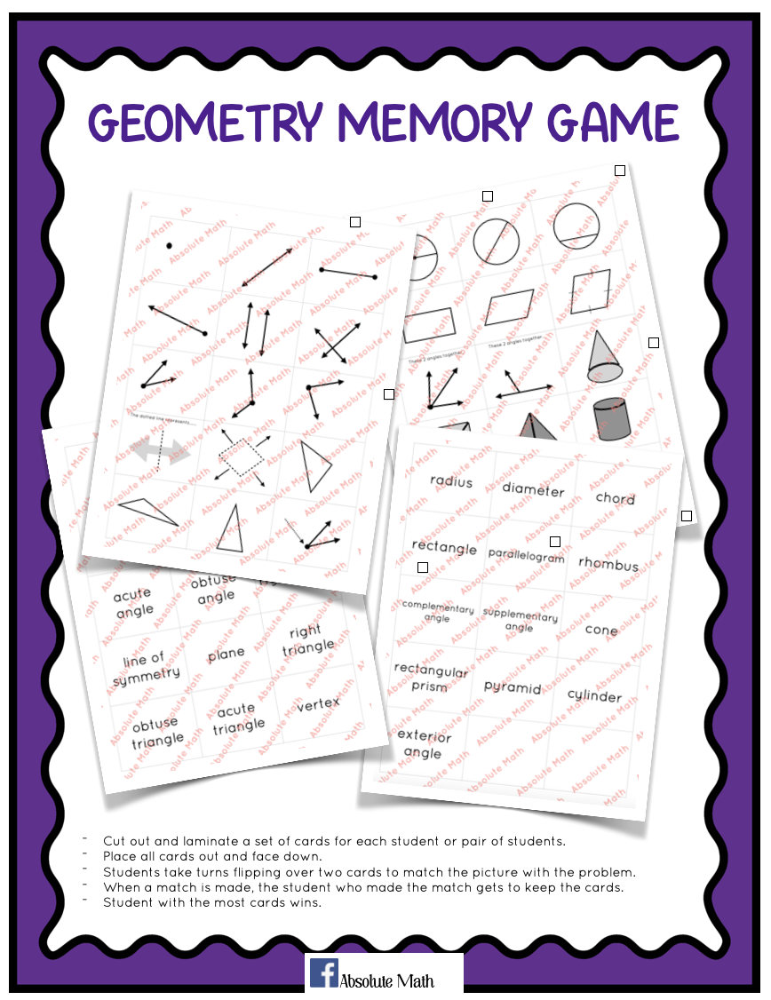 Geometry Memory Game | Teaching Resources