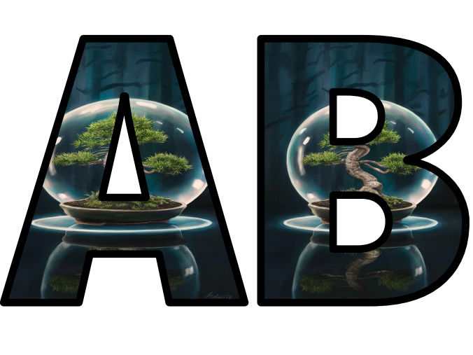 Asia Bonsai Tree Plant Growing Gardening Lettering Set Display Title ...