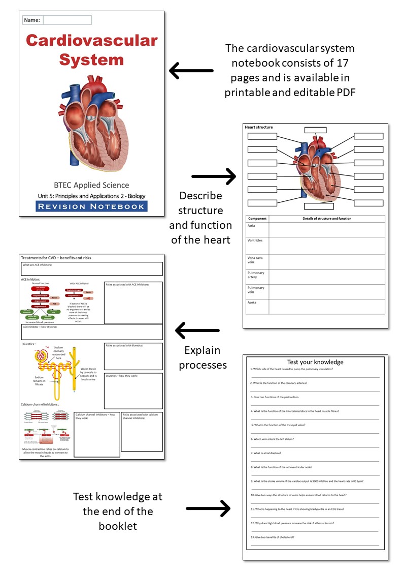 BTEC Applied Science Unit 5 - Biology: Cardiovascular System illustrated Revision Notebook ...
