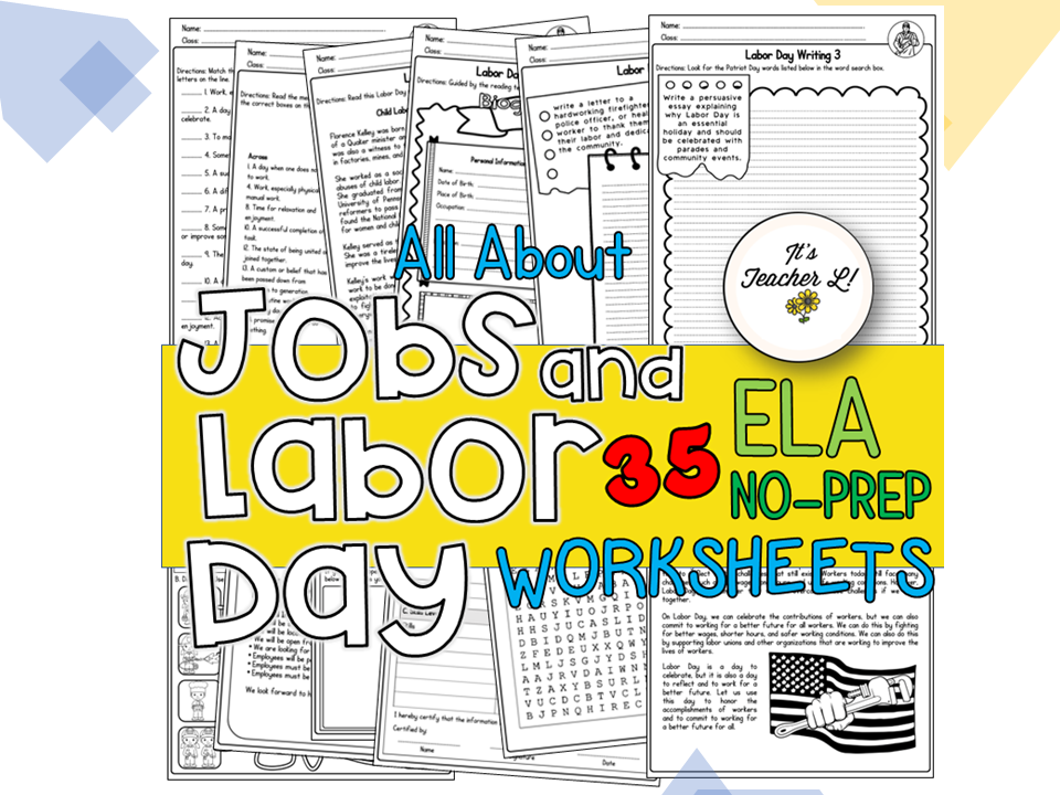 Jobs | Labor Day No-Prep ELA Worksheets | Teaching Resources