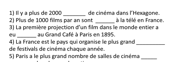 Le cinéma - gap-fill exercise. AQA A/AS Level French | Teaching Resources