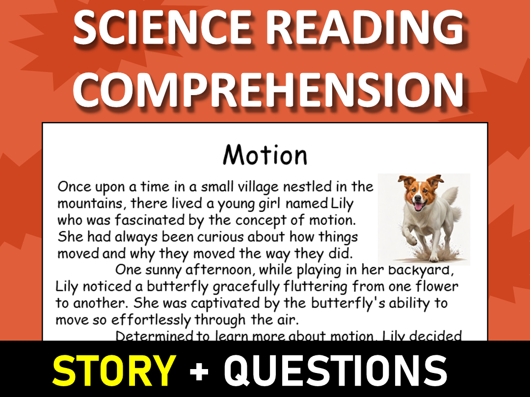 Motion Reading Science Story Comprehension Questions Worksheet ...