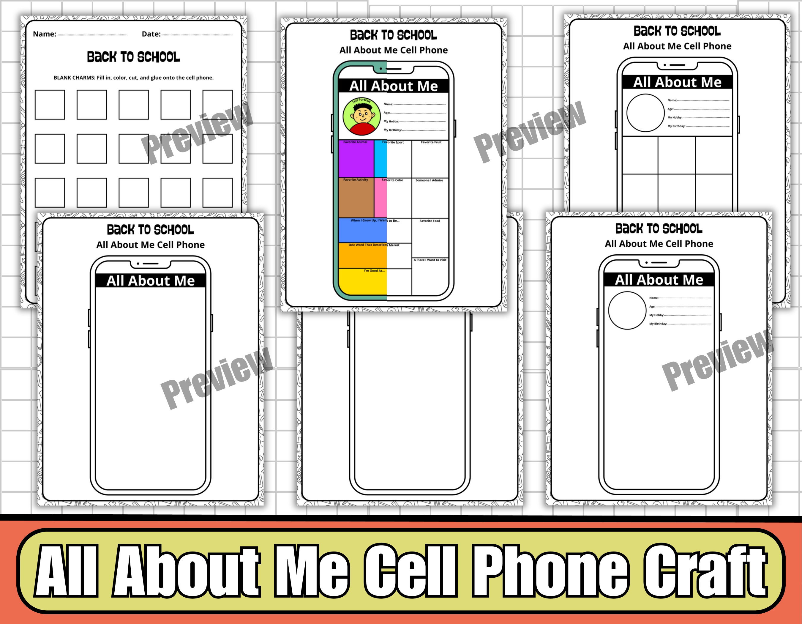 All About Me Cell Phone Craft-Fun First Week Back to School Art-Goal ...