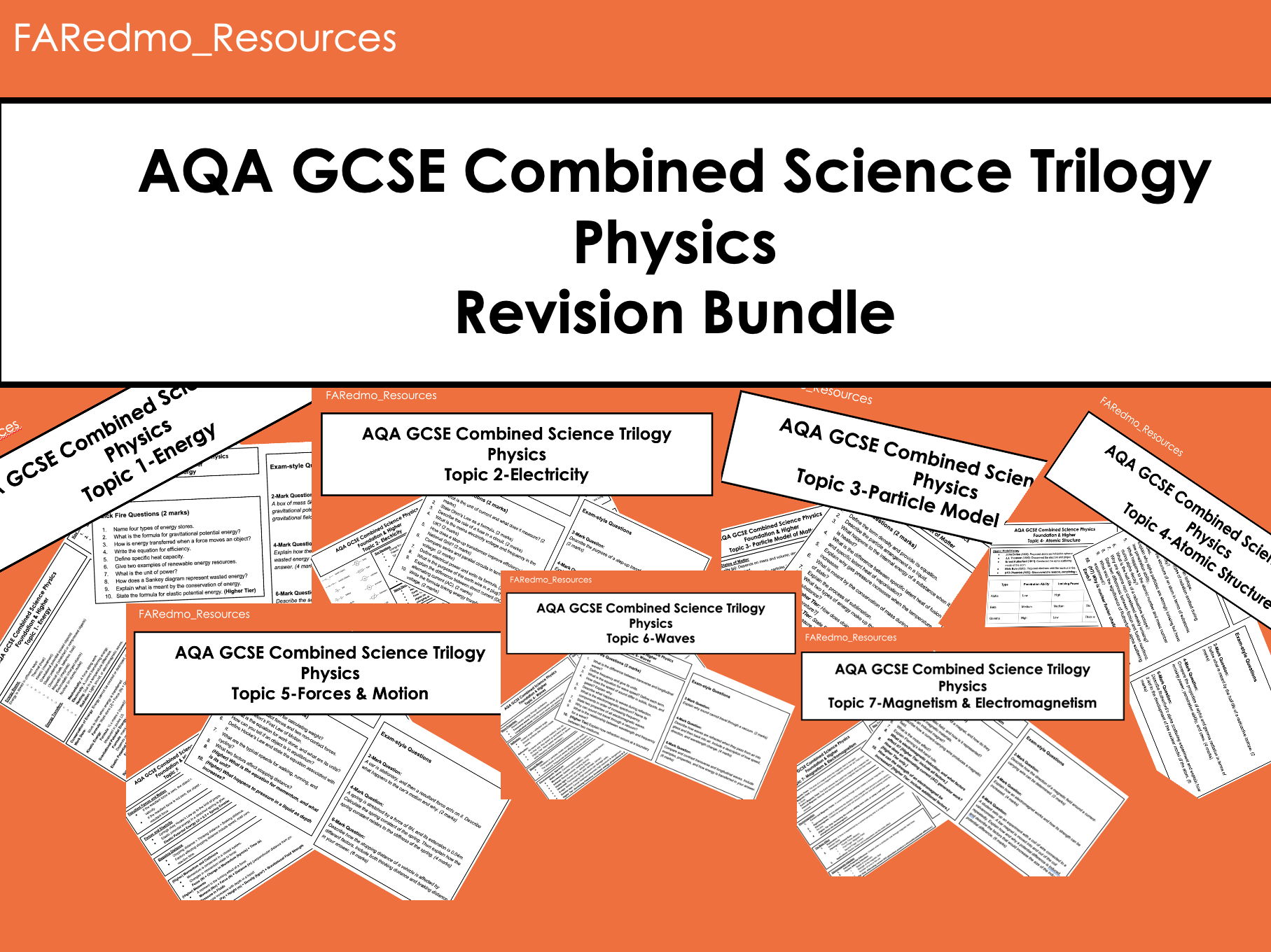 Aqa Gcse Combined Science Physics Revision Bundle Teaching Resources