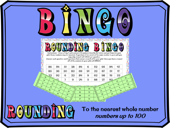 Rounding To The Nearest Whole Number BINGO numbers To 100 Teaching 