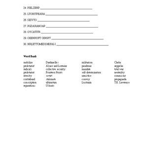 World War I and the Russian Revolution Word Scramble for World History ...