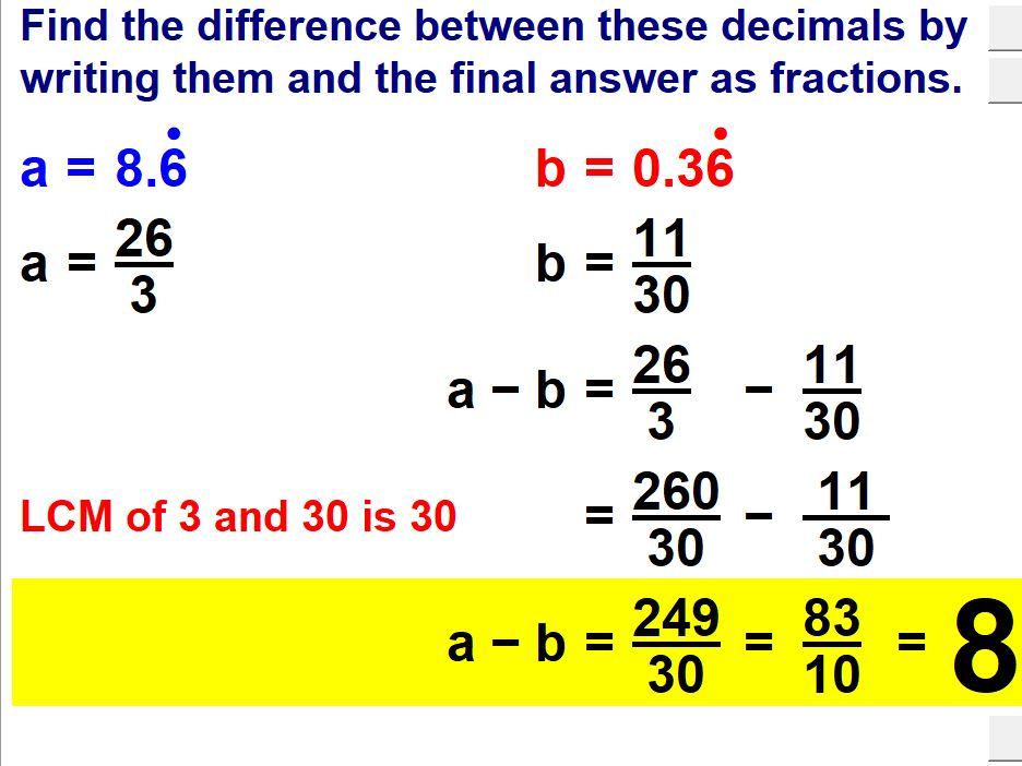 Fractions Terminating Recurring Decimals Teaching Resources