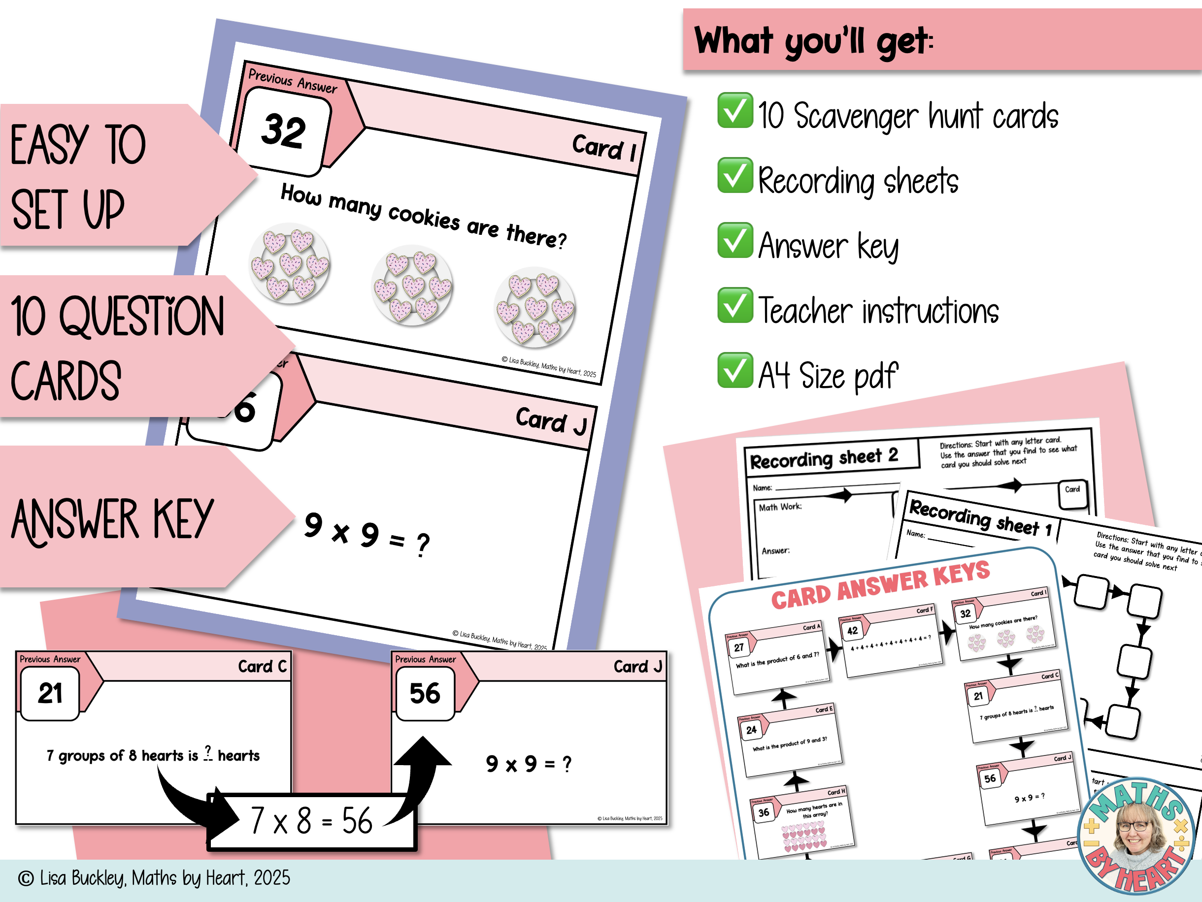 Multiplication Scavenger Hunt Valentine's Day | Teaching Resources
