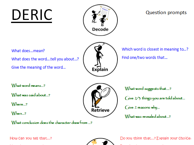 DERIC question starters and pack of 18 x one lesson Guided Reading ...